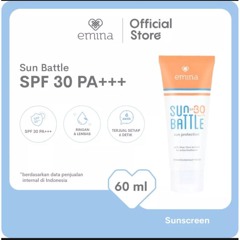 Jual Emina Sun Battle SPF PA 30+++ Sunscreen pelindung dari sinar matahari+UV (60ml) | Shopee ...