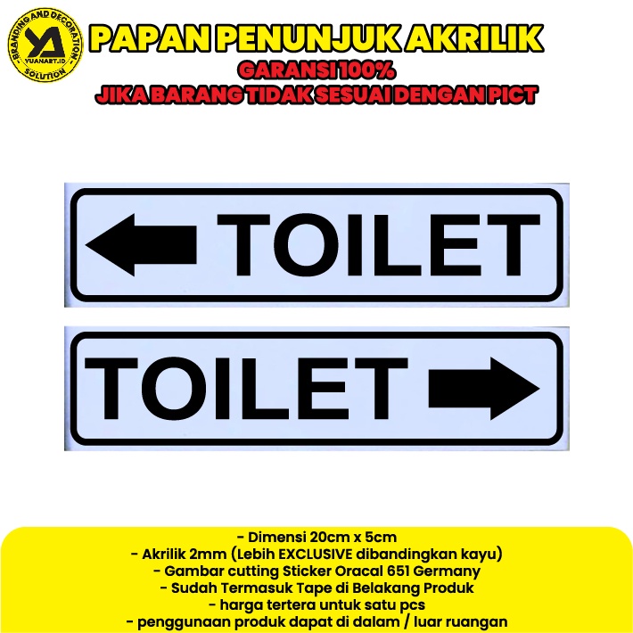 Jual stiker arah toilet papan nama akrilik sign peringatan label ...