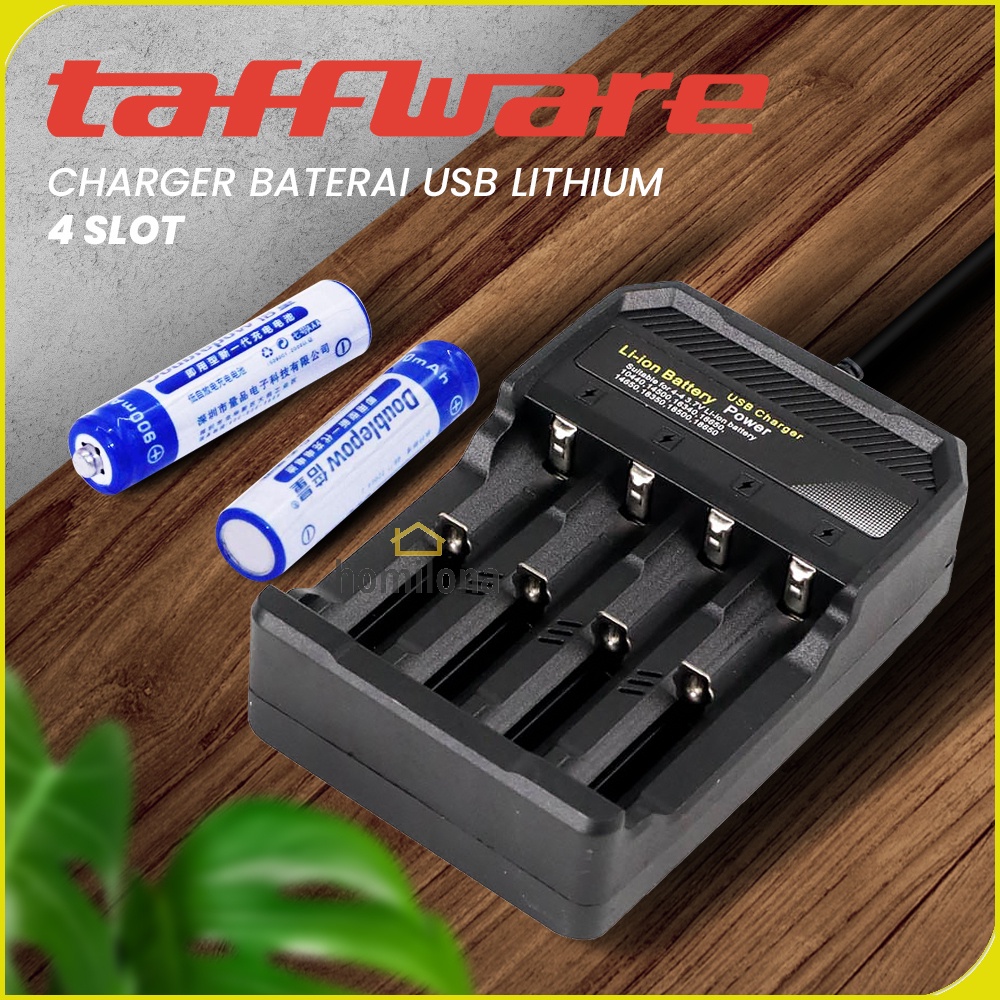 Jual Charger Baterai USB Lithium 18650 4 Slot Taffware MS-5D84A Black ...