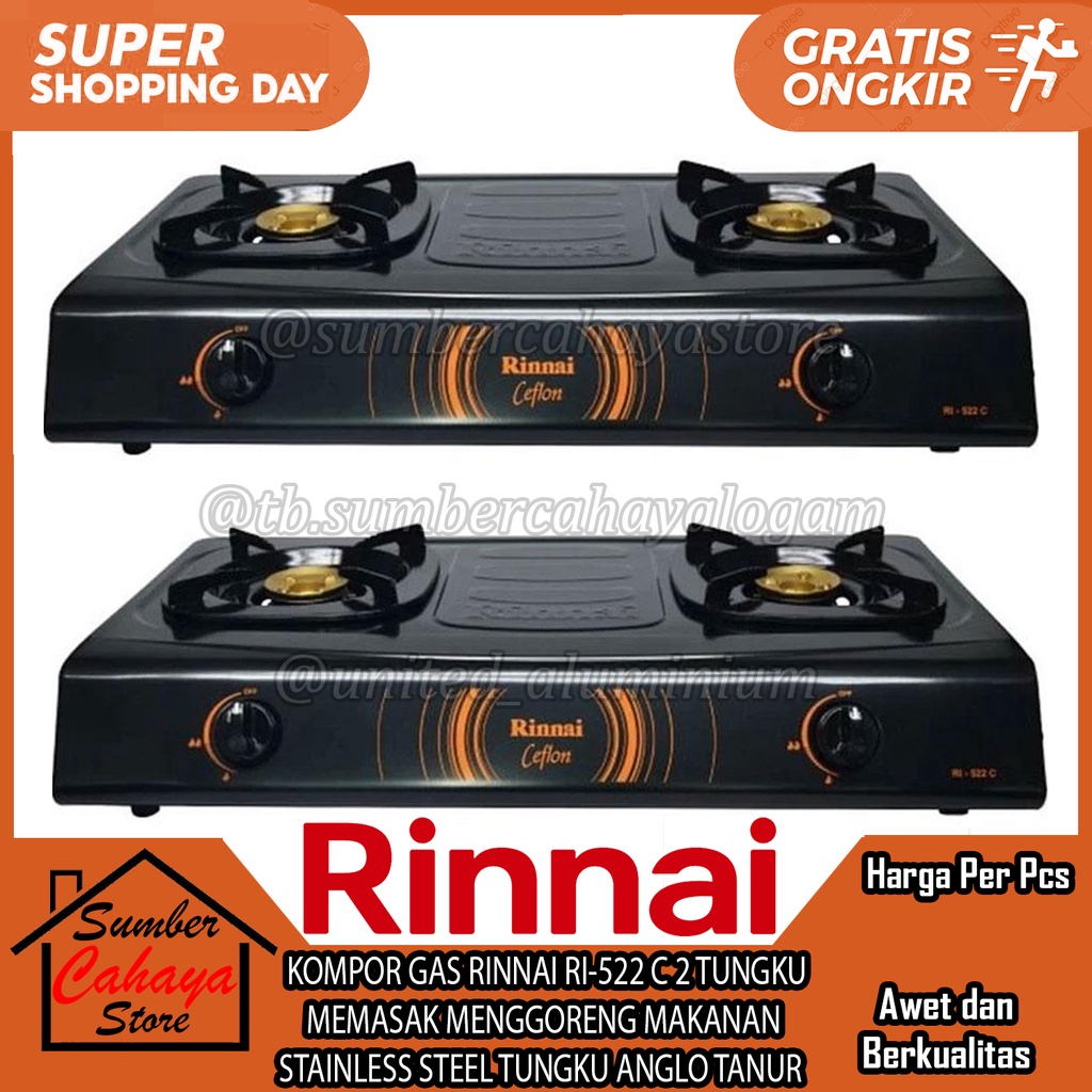 Jual [Kargo] Kompor Rinnai Ri-522c Dua Tungku Anglo Tanur Perapian Dapur Masak Memasak Pemasak ...