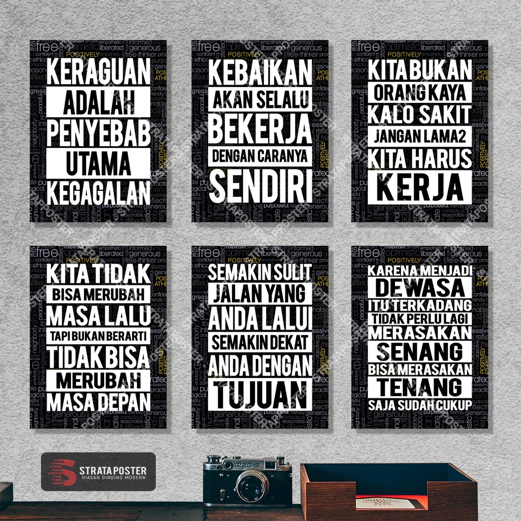 Jual Hiasan dinding kata kata motivasi Poster quote Dekorasi ruangan ...