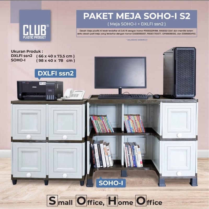 Jual CLUB PAKET MEJA KANTOR + LEMARI CABINET SOHO-1/ LEMARI CABINET + MEJA BELAJAR PLASTIK CLUB ...