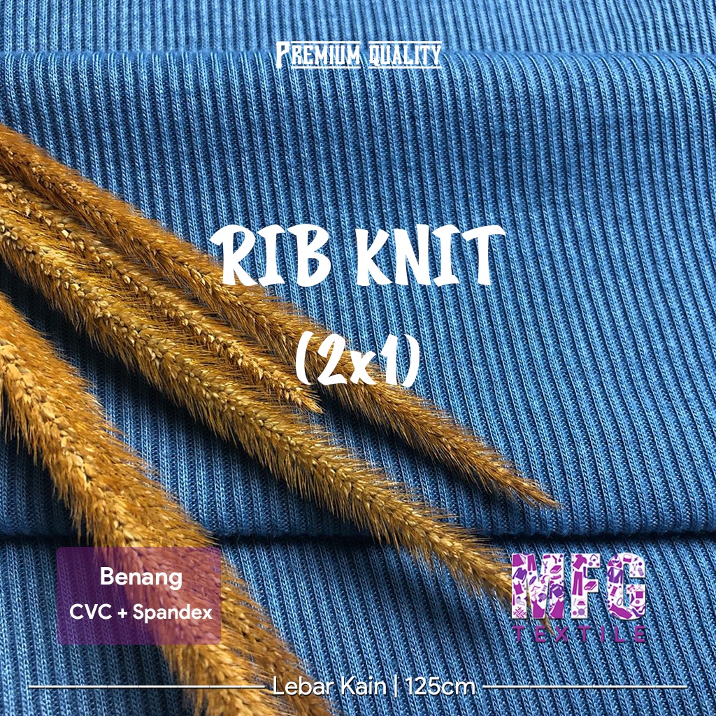 Jual MFG TEXTILE - Kain Rib Knit 2x1 (Teal Biru) - Kain Rib Knit ...