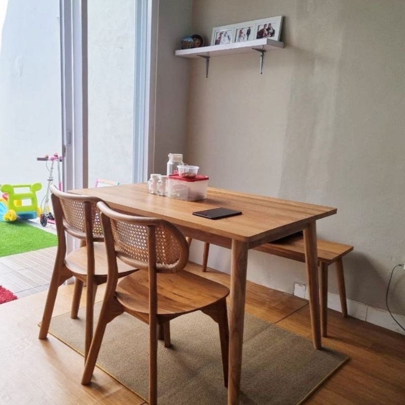 Jual MEJA MAKAN ROTAN || DINING SET MEJA MAKAN 120cm || BANGKU STOOL ...