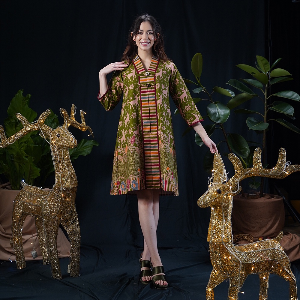 Jual NONA RARA - Dhini Dress Carol D0370, Baju Batik Kasual Modern ...