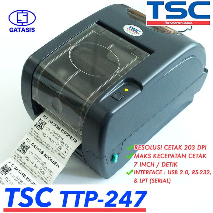 Jual Barcode Tsc Desktop Barcode Printer Ttp-247 + Garansi Printhead | Shopee Indonesia