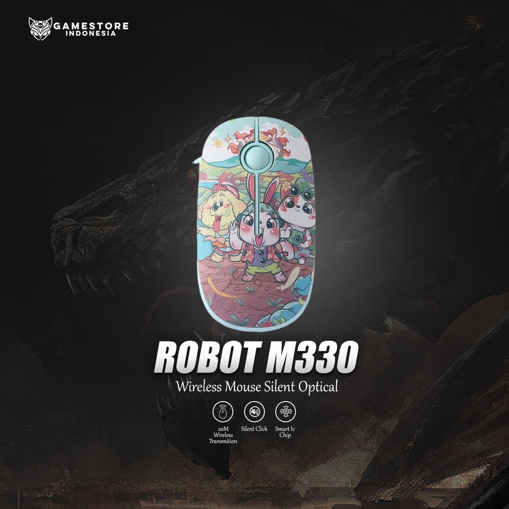 Jual Mouse Wireless ROBOT M330 Stylish 2.4GHz Silent Optical 1600DPI ...