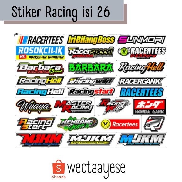 Jual Stiker Racing isi 26 / Stiker Motor / Stiker helm rosok cilik ...