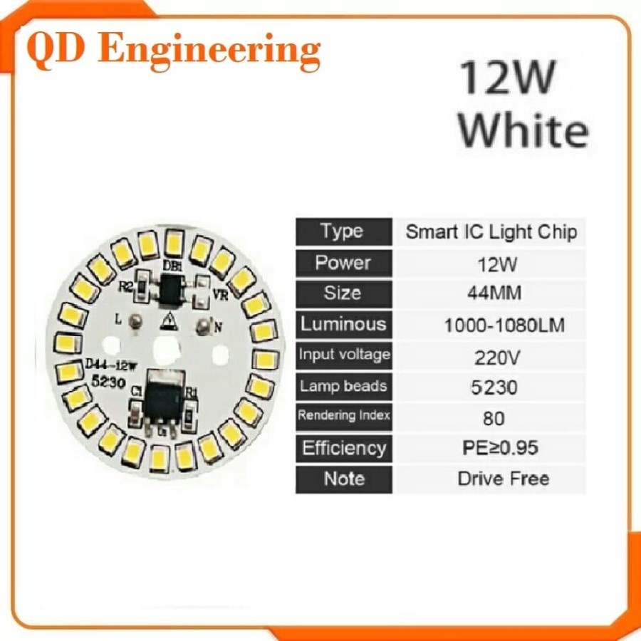 Jual LED AC 220V 12W Driverless Non Driver SMD Cold White Lampu LED AC ...