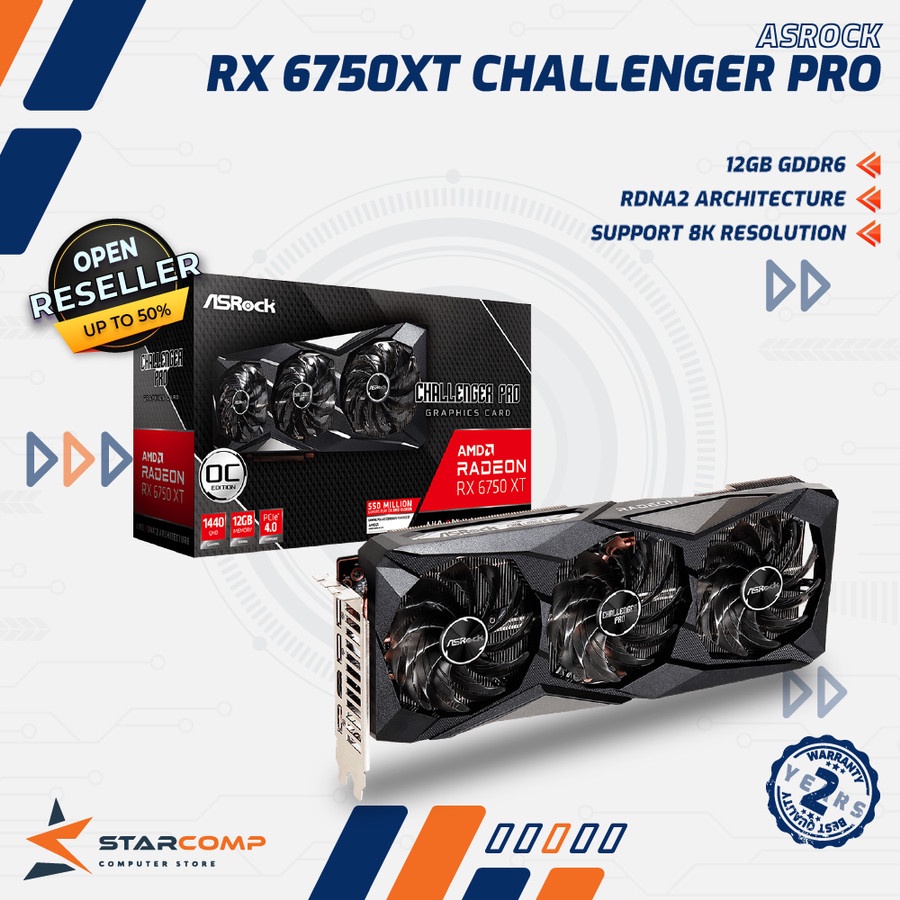 Jual ASRock Radeon RX 6750 XT Chalanger PRO 12GB GDDR6 OC RX6750 XT VGA ...