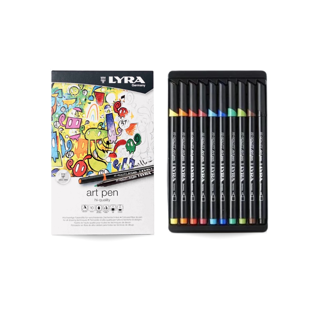 Jual Lyra Art Pen Metal Box 10 Pcs Water-base untuk Mewarnai,Menggambar ...