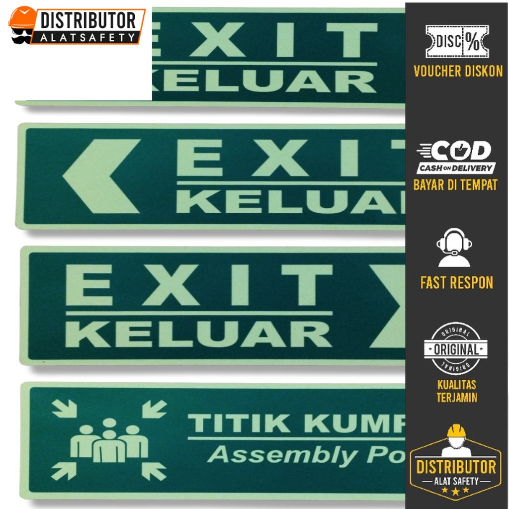Jual Sign Rambu Jalur Evakuasi. Posfor/Glow in The Dark. Acrylic 30x10 cm | Shopee Indonesia