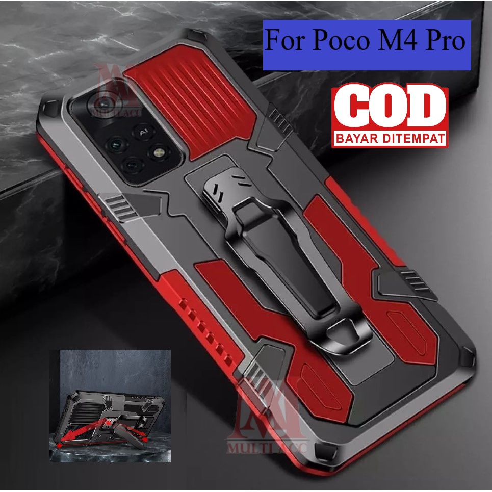 Jual POCO M4 PRO Case Standing Back Klip Hard Case Robot Clip Case ...