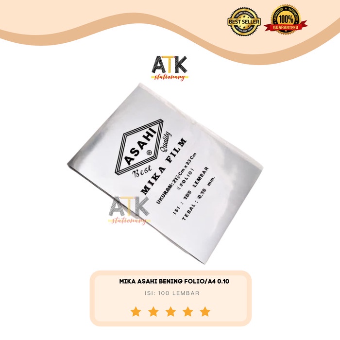 Jual Rak Mika Jilid Film Asahi Folio/A4 Bening 0.10 Mm (100 Lembar) Atk ...