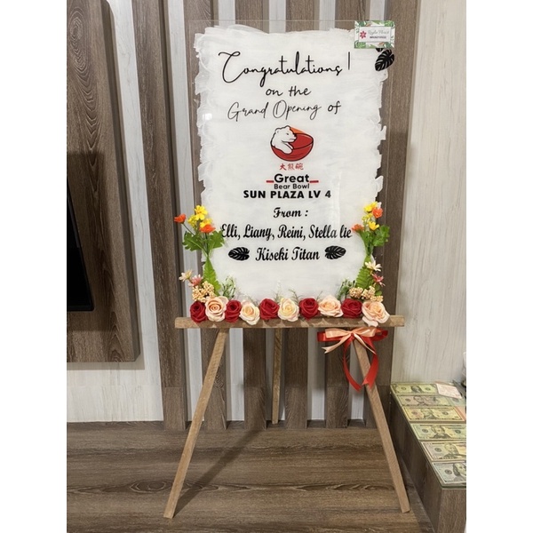 Jual Standing Acrylic Akrilik Papan Bunga Grand Opening Wisuda Kado ...