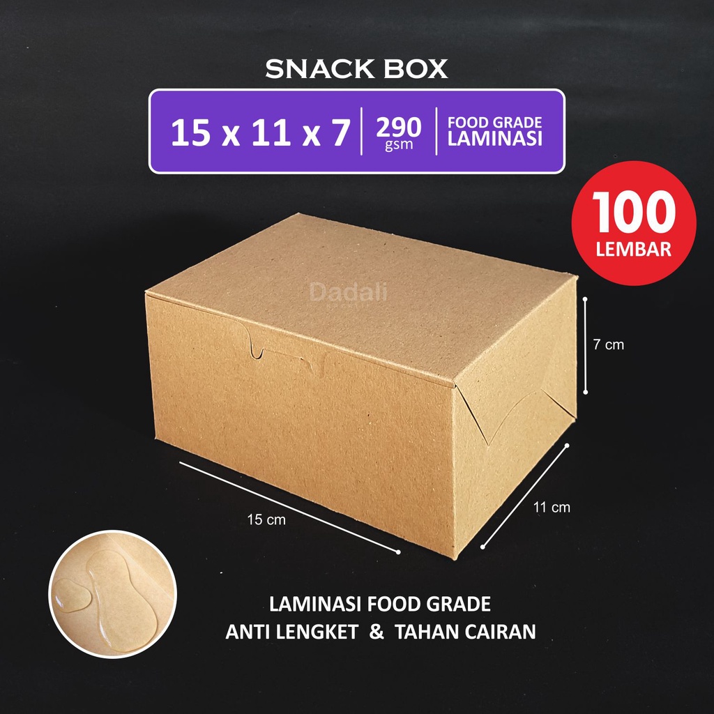 Jual Dus Snack Box Isi 100 Laminasi Kraft Coklat Tebal 290gsm Dus Kue ...