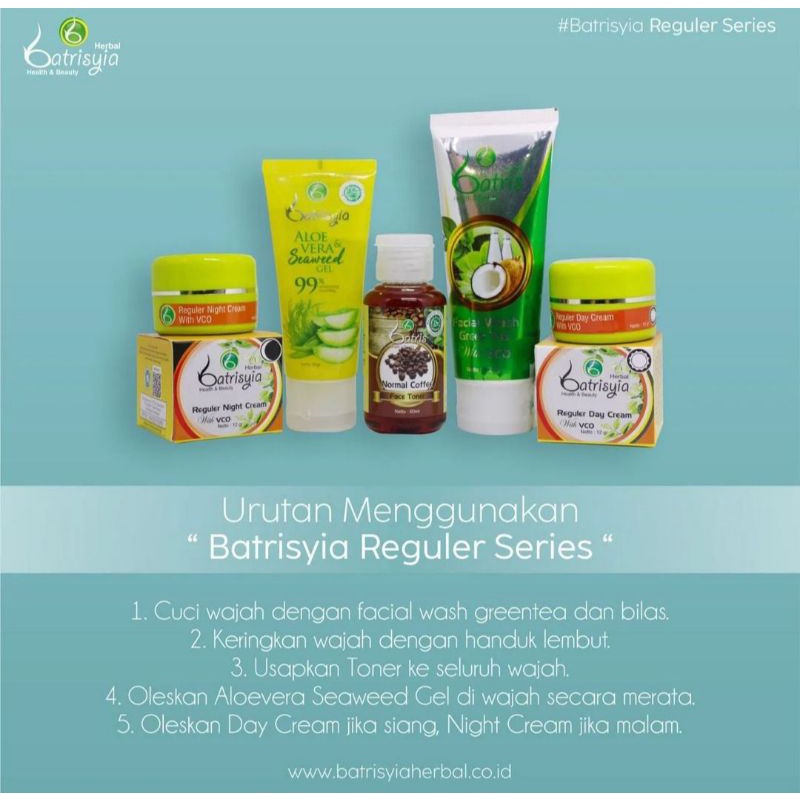 Jual paket reguler series batrisyia herbal(untuk kulit normal cenderung ...