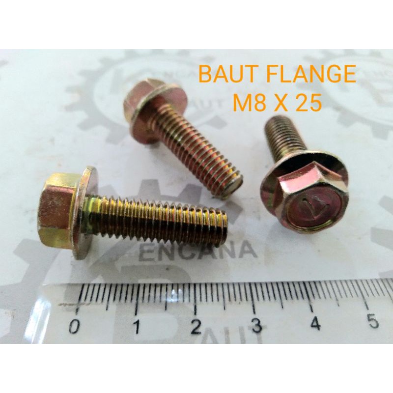 Jual BAUT FLANGE M8 X 25 / BAUT TOPI M8 X 25 KUNCI 12 PANJANG 2,5 CM | Shopee Indonesia