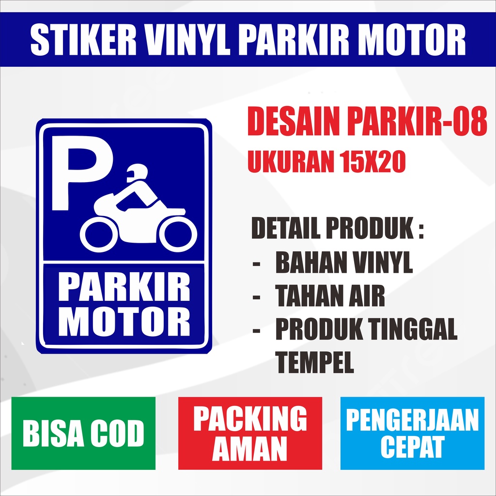 Jual Stiker Sticker Parkir Motor Tahan Air Waterproof dilarang parkir ...
