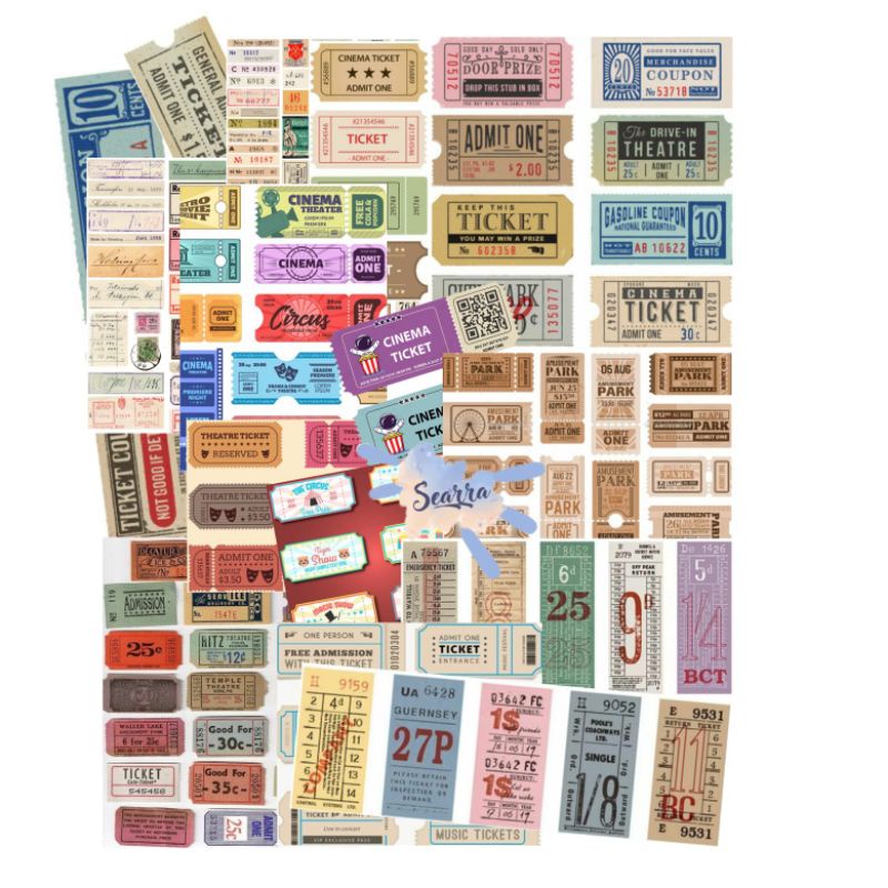 Jual searra | sticker tiket classic vintage aesthetic jadul glossy ...