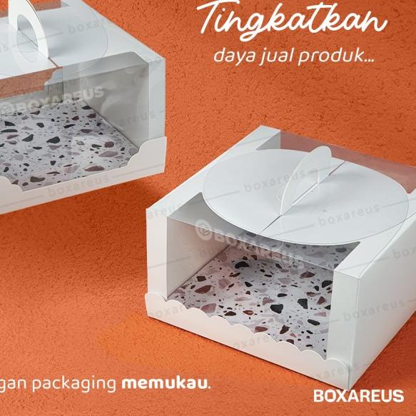 Jual Box Mika Kotak Kue Cake Packaging Transparan Dus Handle | 42012 ...