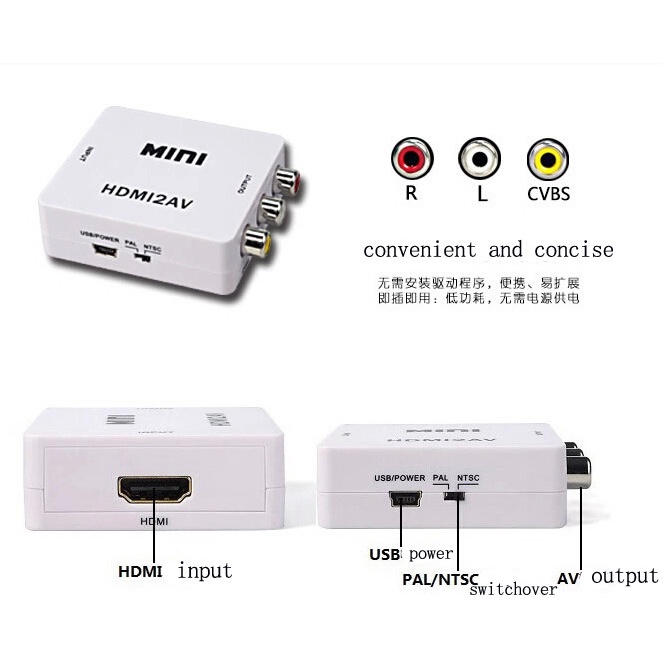 Jual Converter HDMI To AV Rca Up Scaler / HDTV to Av | Shopee Indonesia