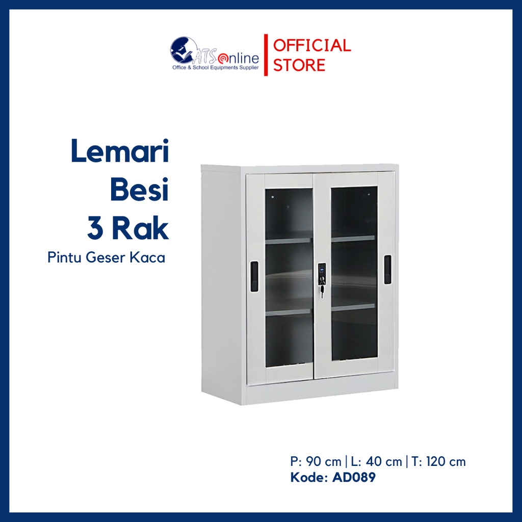 Jual RIONE LEMARI 3 RAK PINTU GESER | LEMARI PIALA 3 RAK AD089 | Shopee ...