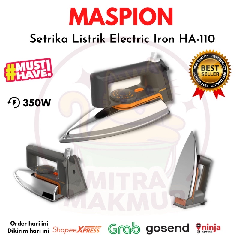 Jual MASPION - MASPION SETRIKA BAJU ANTI LENGKET SETRIKA LISTRIK EKONOMIS HA-110 AUTOMATIC IRON ...
