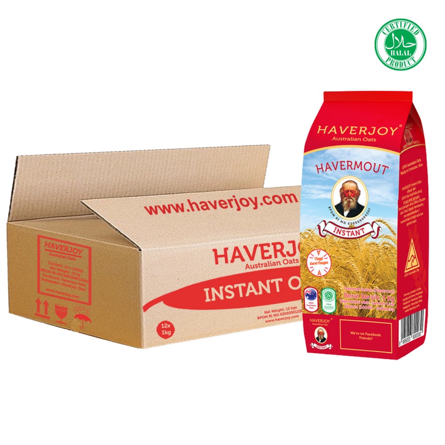Jual Haverjoy Hovermout Instant Oats 1 kg (1 dus) - Australian Oats ...