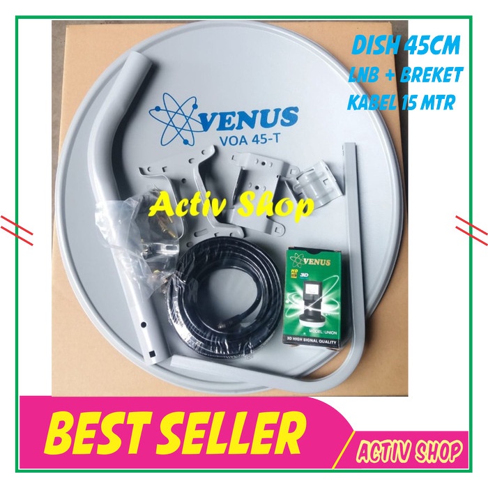Jual Antena Dish Venus 45Cm Sm Fullset Lnb Union Dan Kabel 2F 15Mtr ...