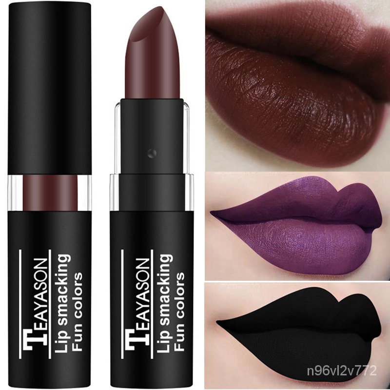 Jual Merek Lipstik Hitam Retro Warna Gelap Lipstik Matte Tahan Air Biru ...