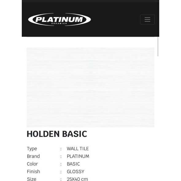 Jual KERAMIK DINDING PLATINUM 25X40 HOLDEN BASIC / HOLDEN BROWN EMBOSSED / HOLDEN GREY EMBOSSED ...