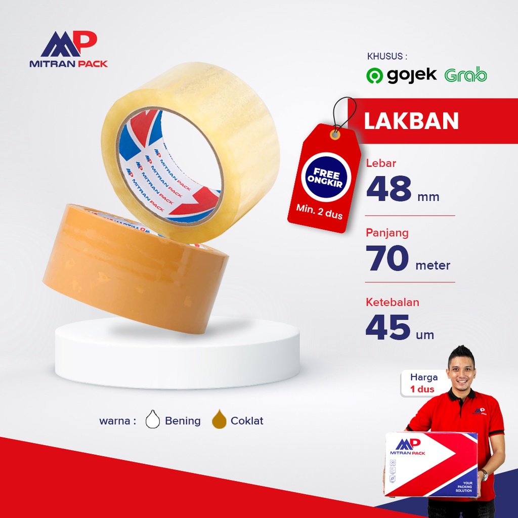 Jual (Gojek) Lakban Bening / Coklat 70 meter x 48 mm Mitran Pack Murah | Shopee Indonesia