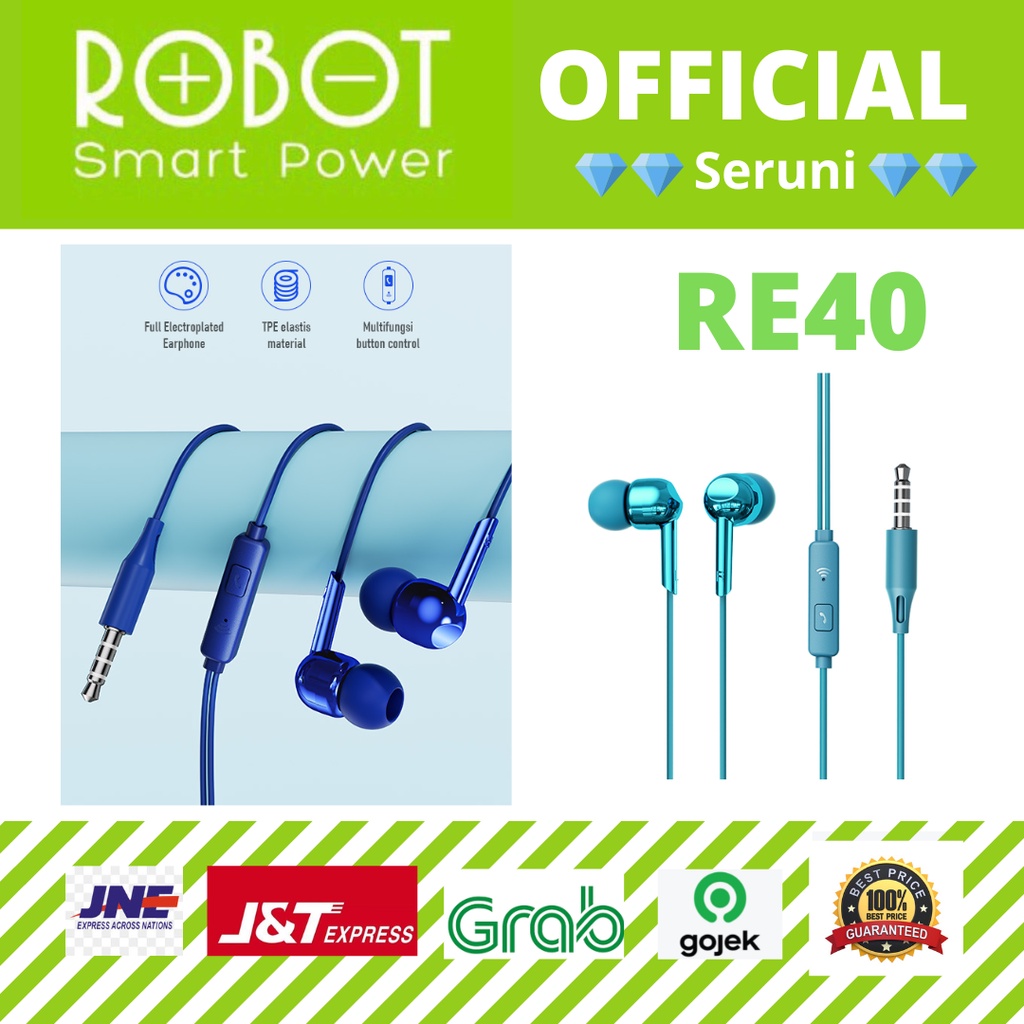 Jual (SERUNI) HEADSET WIRED ROBOT RE40 DEEP BASS HIGH-DEFINITION ...