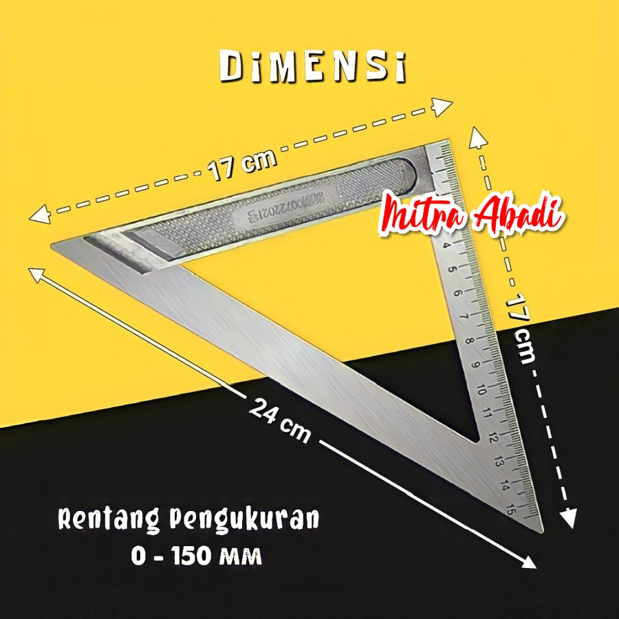Jual Penggaris Segitiga Siku Aluminium Stainless Triangle Ruler ...