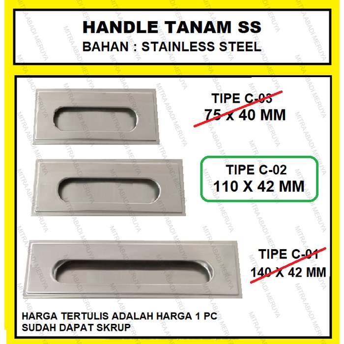 Jual Handle Tanam Tarikan Lemari Stainless HANDLE C-02 | Shopee Indonesia