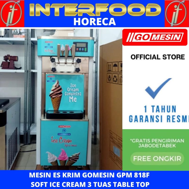 Jual MESIN ES KRIM GOMESIN GPM 818F SOFT ICE CREAM 3 TUAS STANDING ORIGINAL | Shopee Indonesia