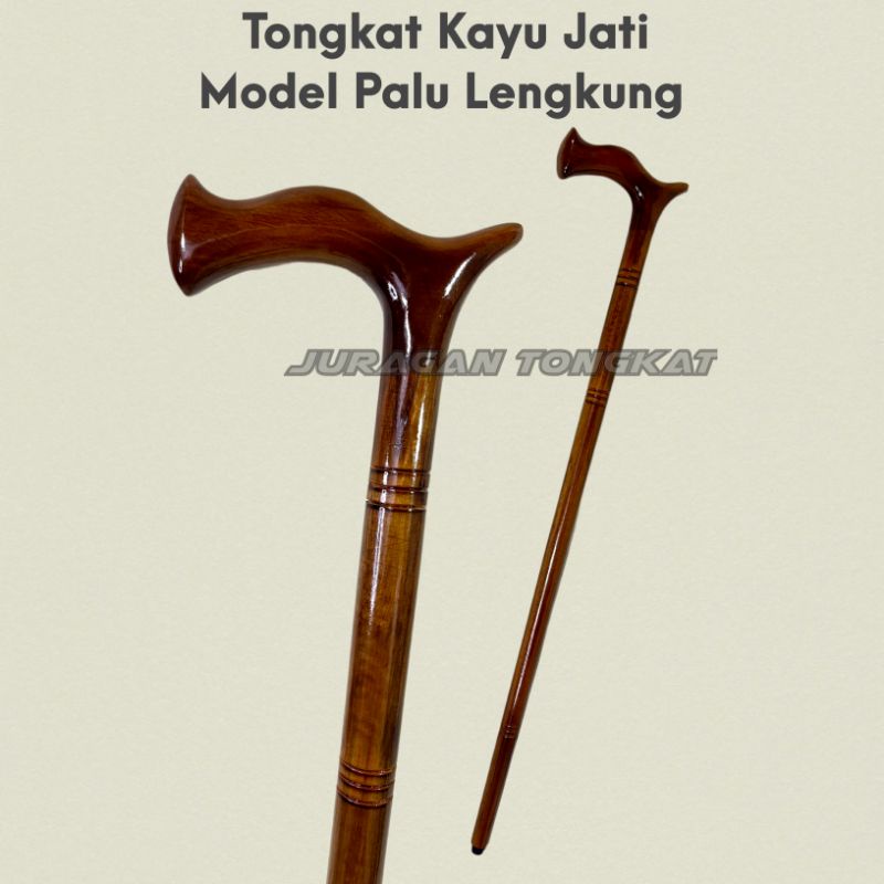 Jual Tongkat Kayu Jati Motif Model Palu Lengkung / Tongkat Jalan ...