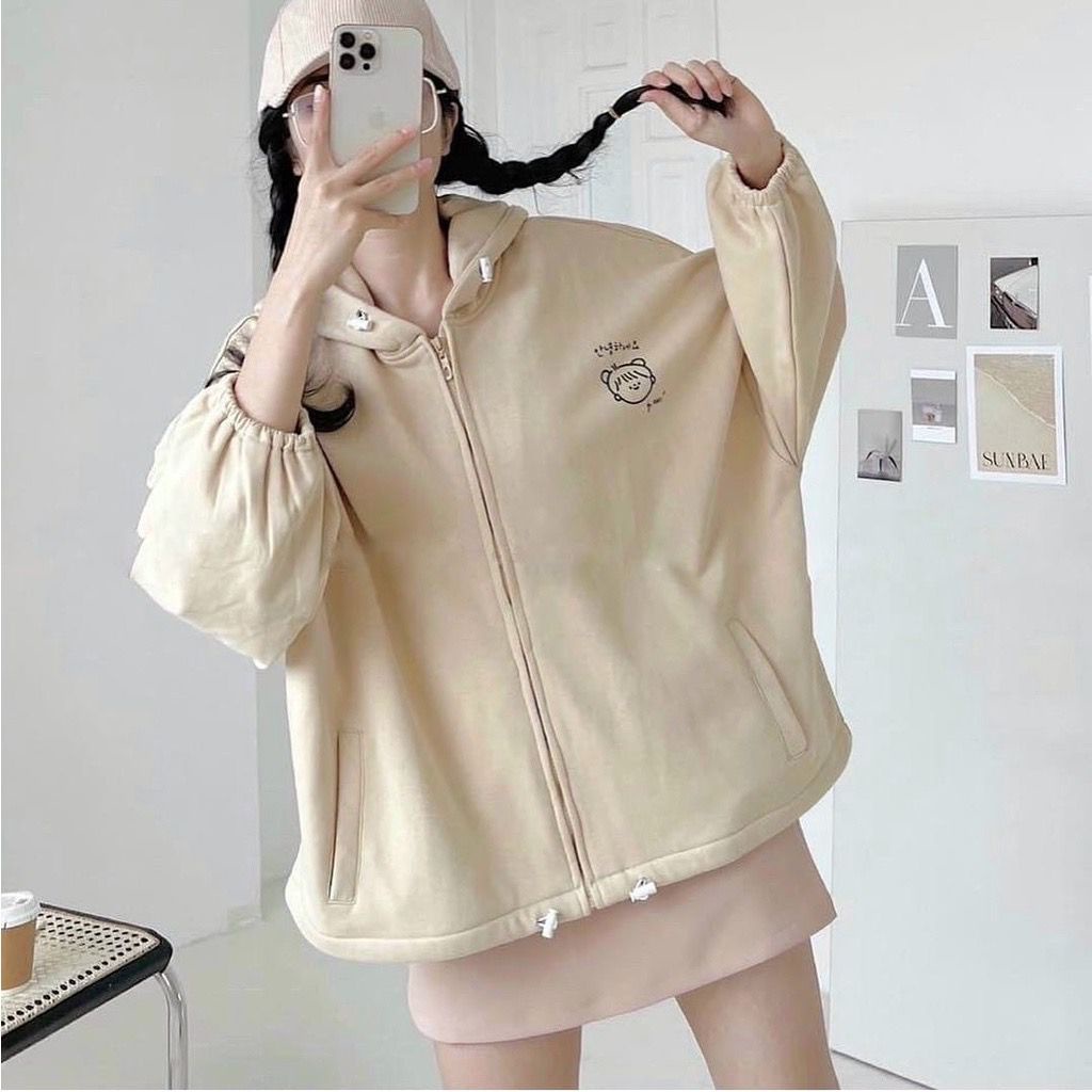 Jual CUTE GIRL ZIPPER WANITA SWEATER OVERSIZE STYLE GIRL | Shopee Indonesia
