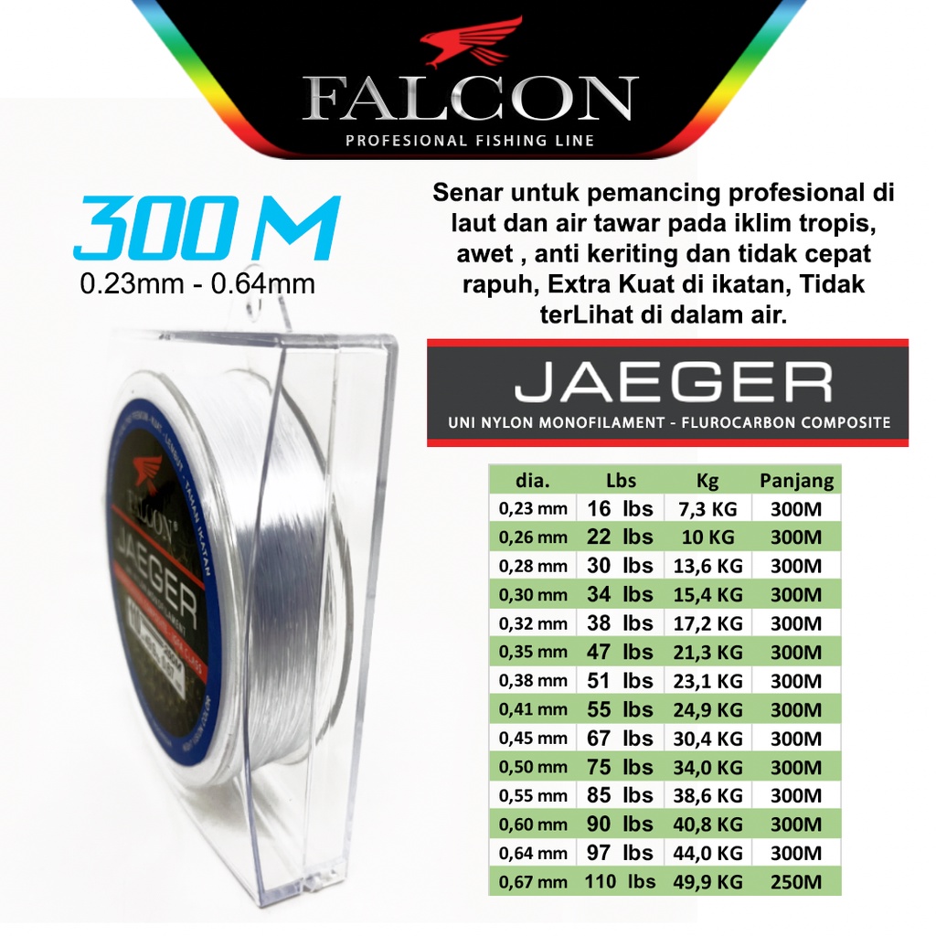 Jual Senar Pancing Falcon Jaeger 300 meter | Shopee Indonesia