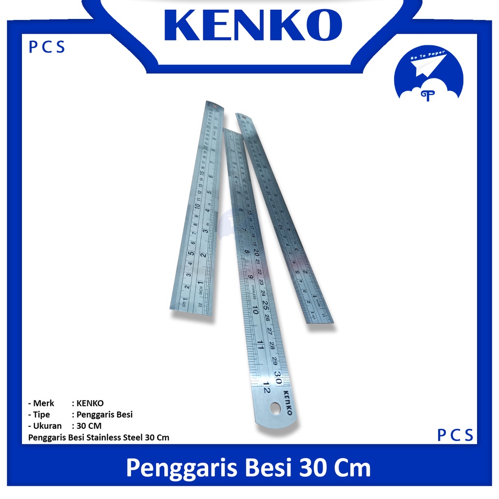 Jual Kenko Penggaris / Mistar Besi Stainless Steel 30 Cm | Shopee Indonesia