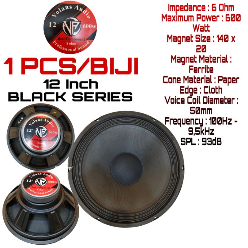 Jual Promo Speaker Component Volans Audio 12 Inch Coil Hitam 600 Watt ...