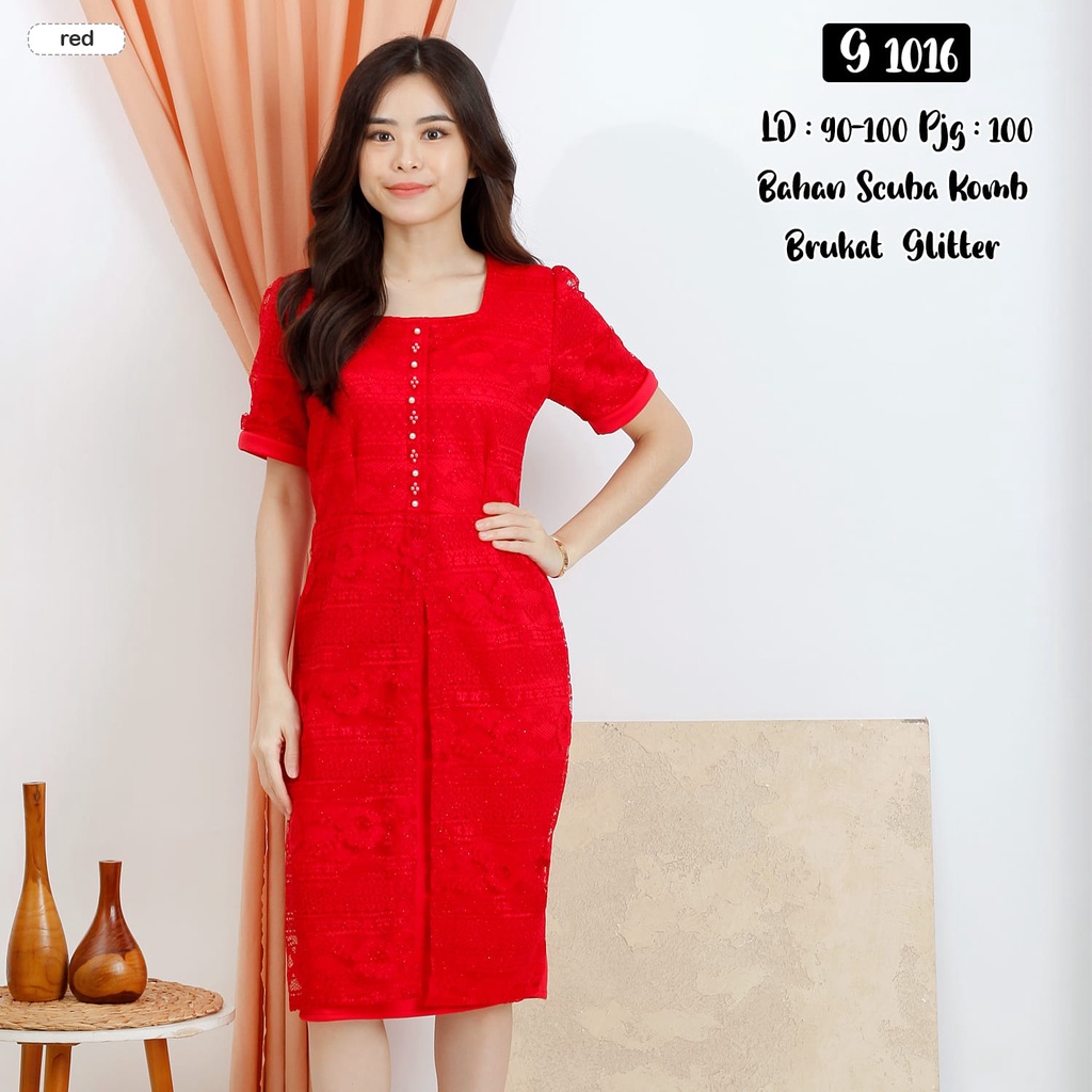 Jual (PREMIUM&REAL PICT) DRESS/GAUN/TERUSAN/BAJU MERAH SCUBA/BROKAT ...