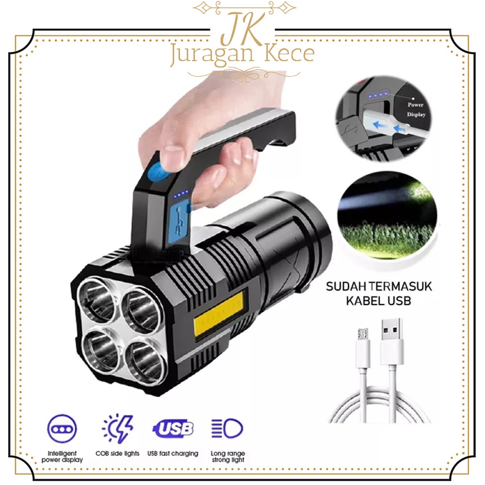 Jual Senter LED Gagang L-20 COB 4 Mata 48W + 20W Lampu Camping Hiking ...