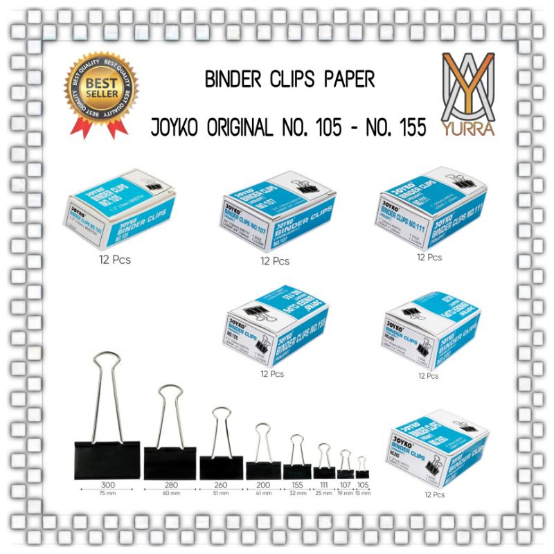 Jual YURRA - BINDER CLIP KLIP PENJEPIT KERTAS JOYKO BLACK UKURAN KECIL ...