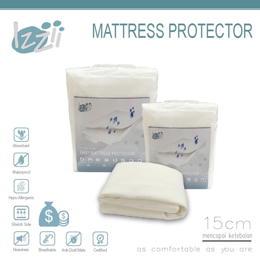 Jual Waterproof Baby Mattress Protector Izzii 83x50cm fitted for Chicco ...