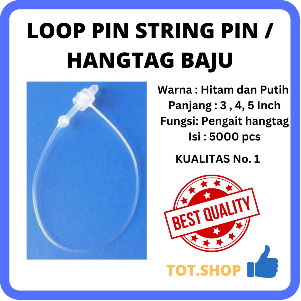 Jual [TANPA DOS 5.000 pcs LOOP PIN / HANG TAG PLASTIK LOCK STRING PIN ...