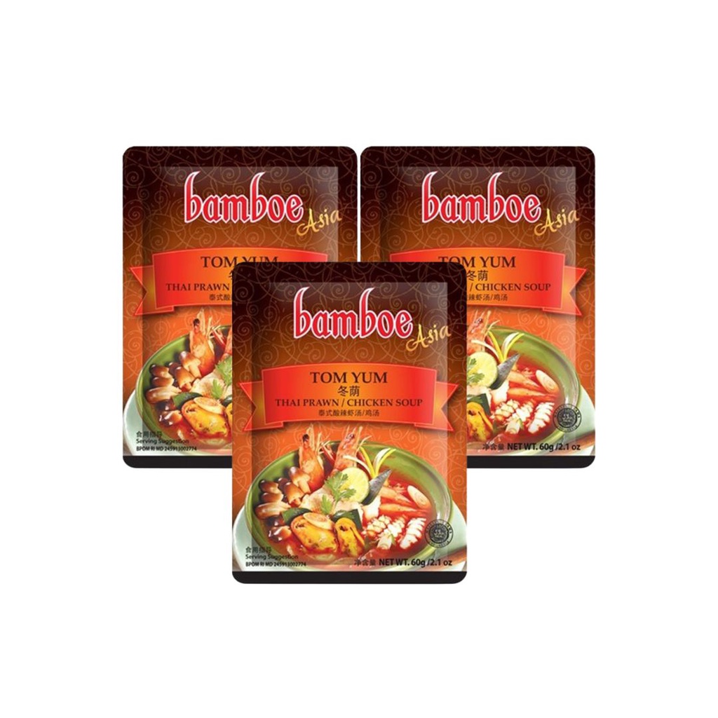 Jual Bamboe Bumbu Tom Yum Thai Prawn Chicken Soup 3 x 60 gr | Shopee ...
