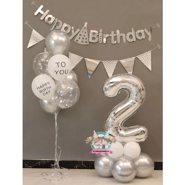 Jual WINDBLOWN BALON SET HBD BIRTHDAY IN GOLD / SILVER FOR BOY GIRL ...