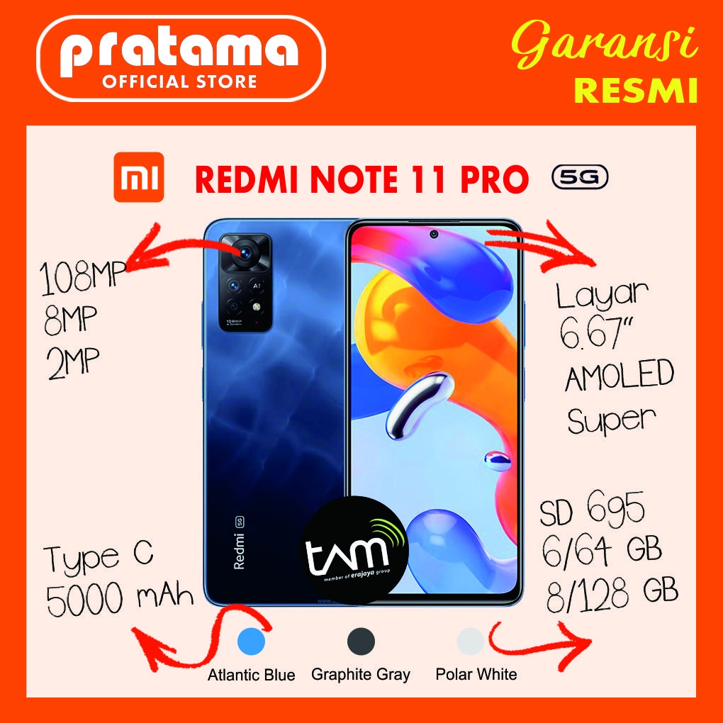 Jual XIAOMI REDMI NOTE 11 PRO 5G 8/128 GARANI RESMI BUKAN NOTE 12 PRO ...